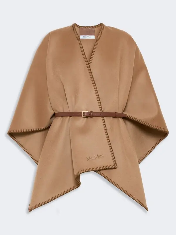 Max Mara Double Wool Broadcloth Cloak With Leather Belt