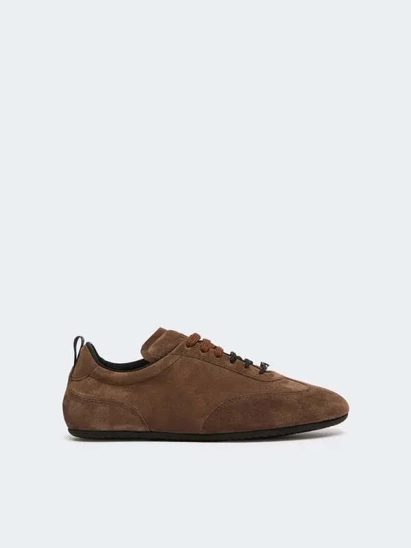 Max Mara Flat Suede Trainers - Dark Brown