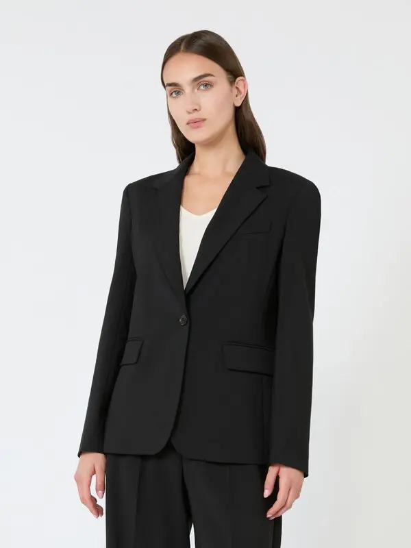 Max Mara Single-breasted Stretch Wool Blazer - Black