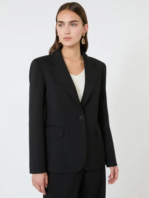 Max Mara Single-breasted Stretch Wool Blazer - Black