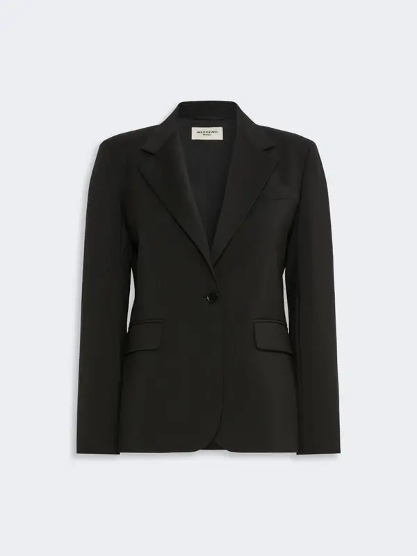 Max Mara Single-breasted Stretch Wool Blazer - Black