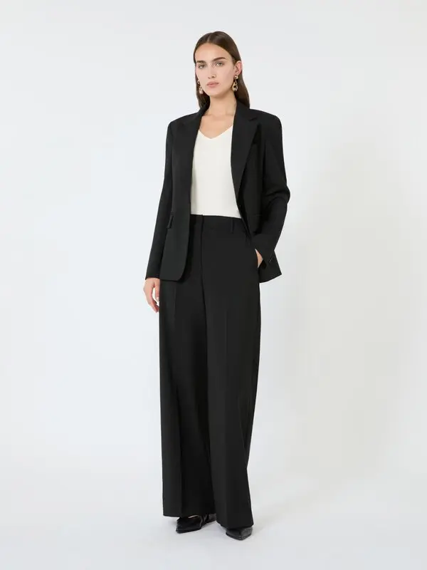 Max Mara Single-breasted Stretch Wool Blazer - Black