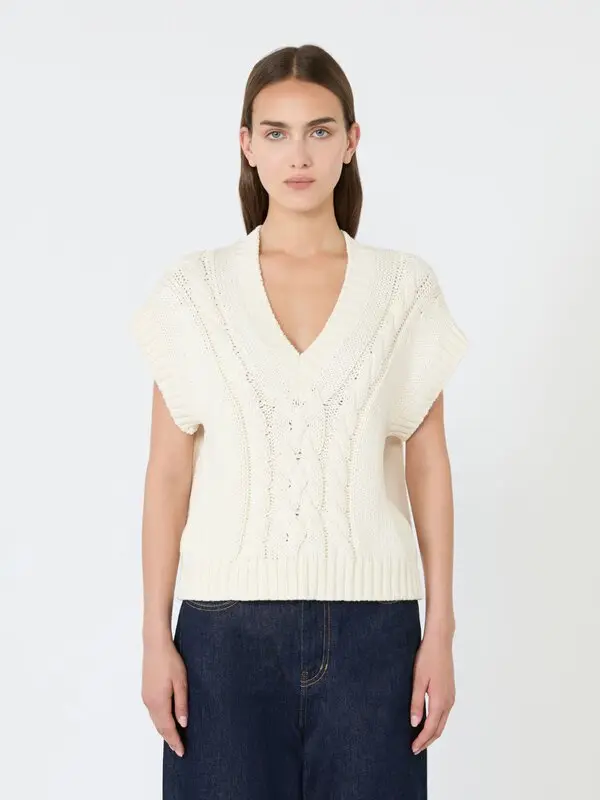 Max Mara Cotton Yarn Cable-knit Vest