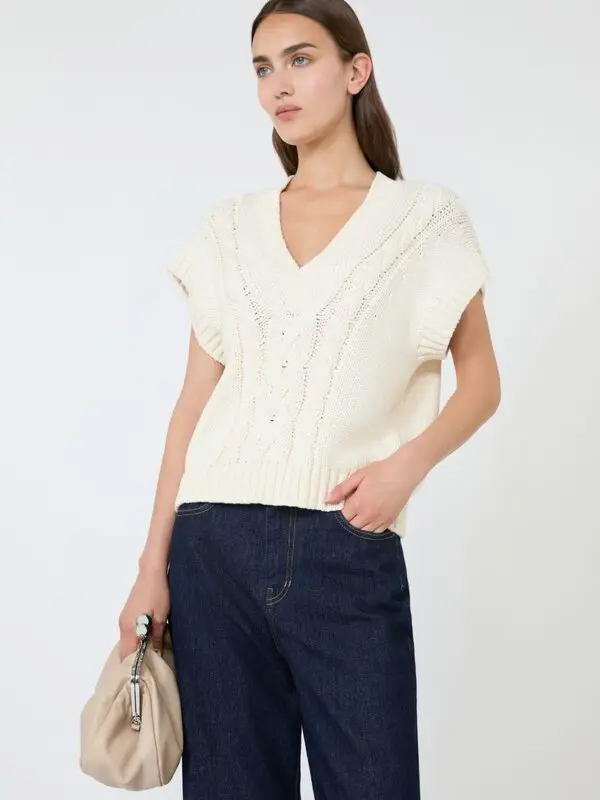 Max Mara Cotton Yarn Cable-knit Vest