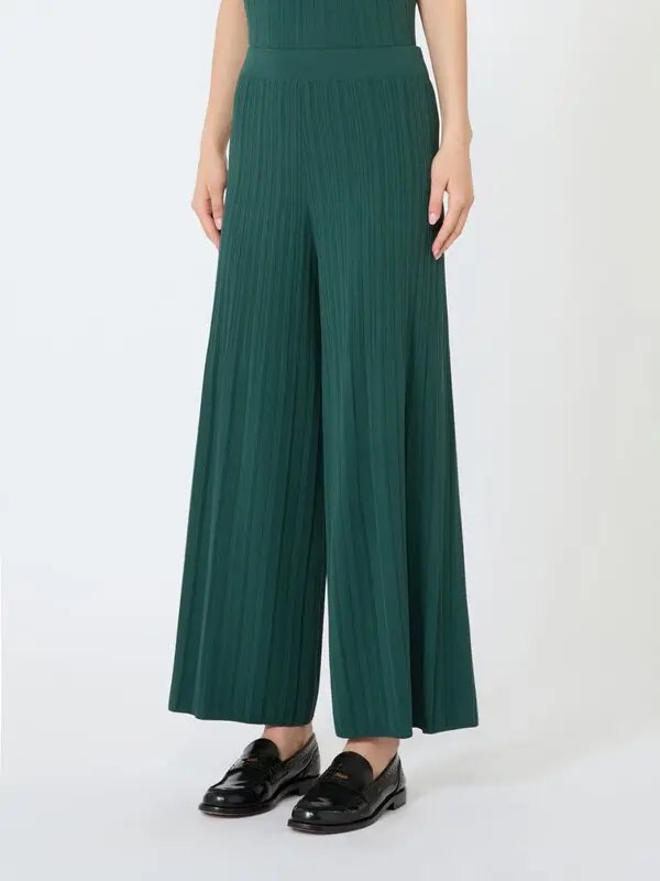Max Mara Plissé-pleated Viscose Yarn Trousers