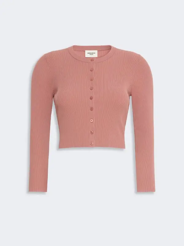 Max Mara Fine Rib-knit Viscose Cardigan - Terra Cotta