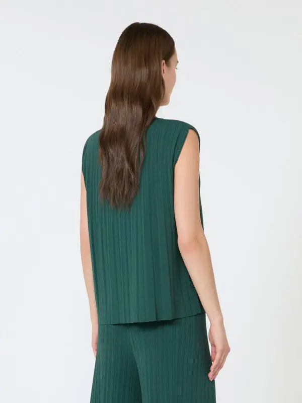 Max Mara Sleeveless Plissé-pleated Viscose Sweater