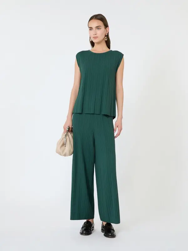 Max Mara Sleeveless Plissé-pleated Viscose Sweater