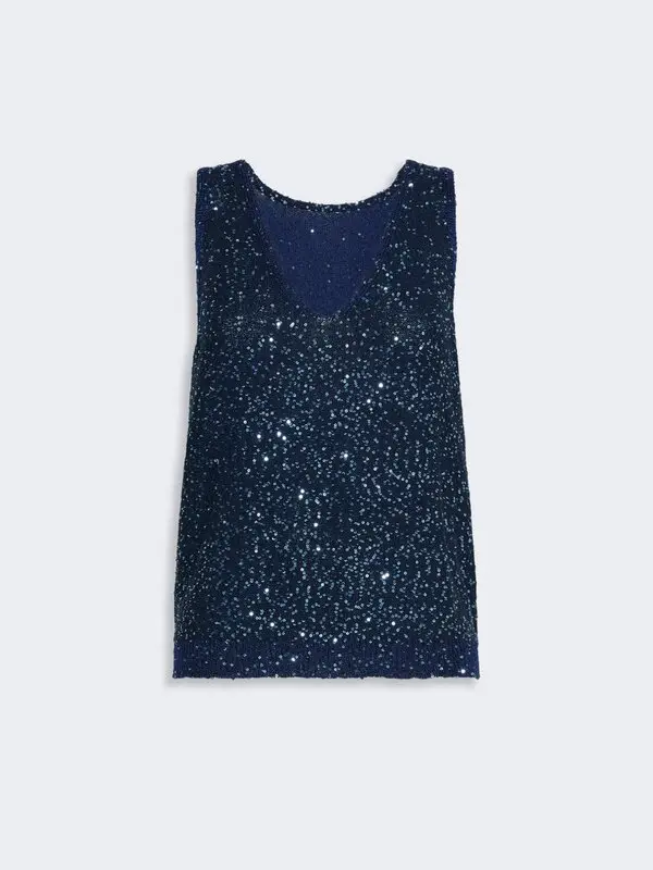 Max Mara Sleeveless Sequined Sweater - Navy