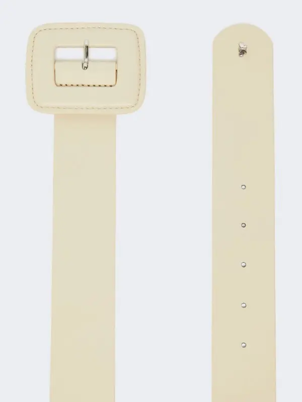 Max Mara Shiny Nappa Leather Belt - Ivory