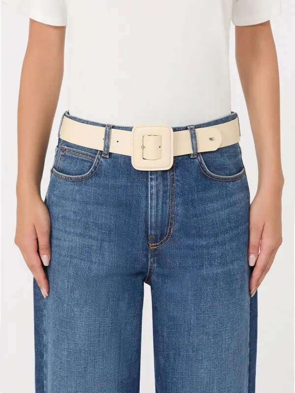 Max Mara Shiny Nappa Leather Belt - Ivory