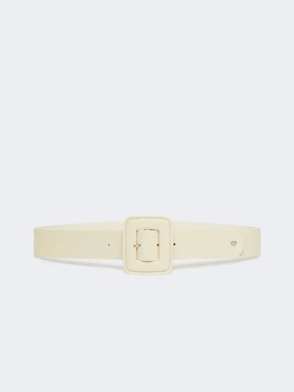 Max Mara Shiny Nappa Leather Belt - Ivory