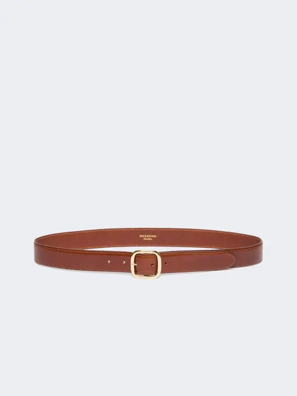 Max Mara Leather Belt With Logo Pin Buckle - Tobacco