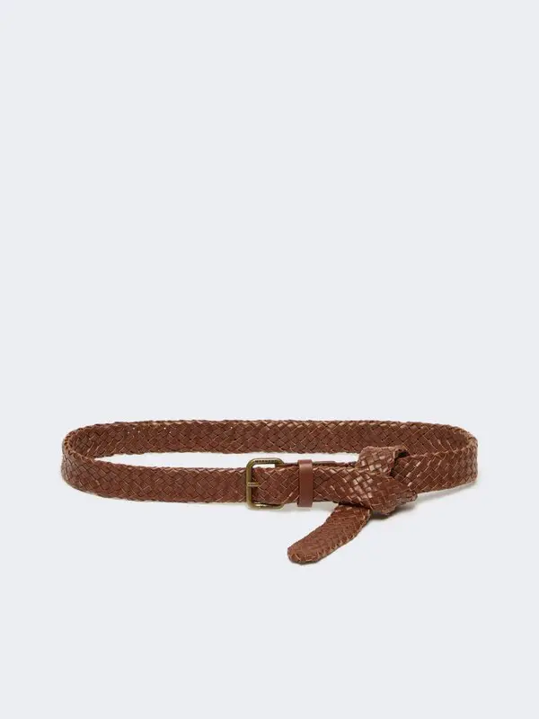 Max Mara Woven Leather Belt - Tobacco