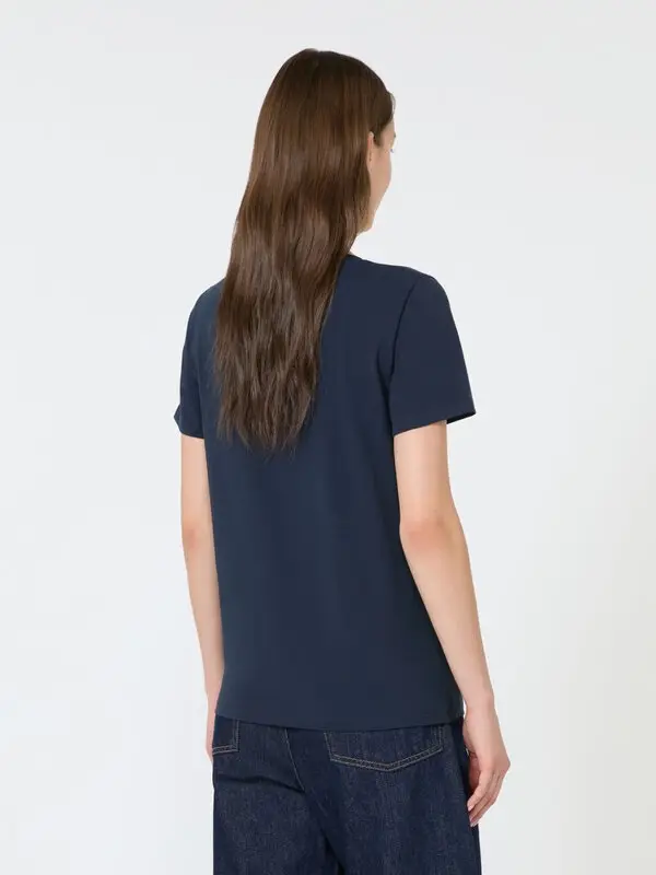 Max Mara Stretch Jersey T-shirt With Logo Detail - Navy