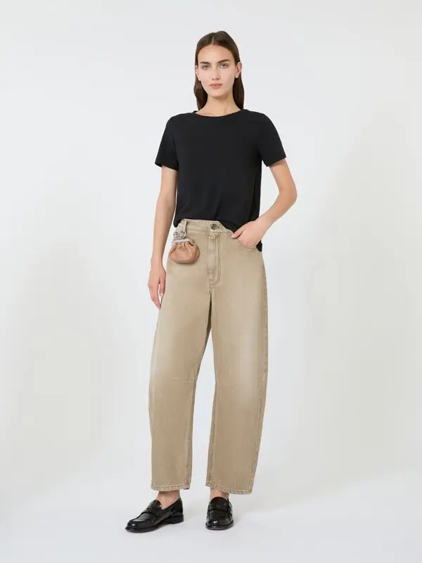 Max Mara Stretch Cotton Jersey T-shirt With Butterfly Logo - Black