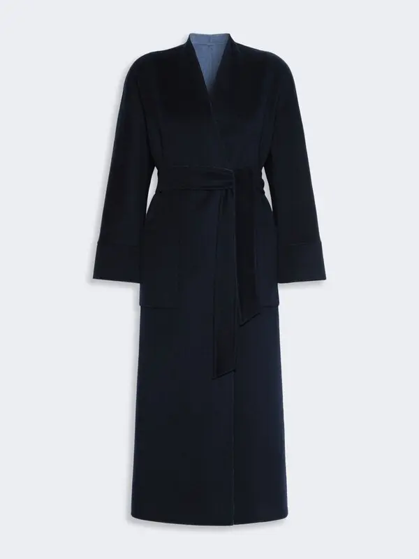 Max Mara Reversible Wool Drape Coat - Navy