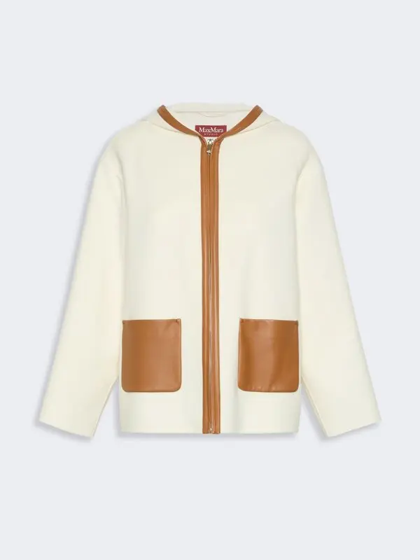 Max Mara Hooded Coat In Wool, Silk, And Cashmere - White