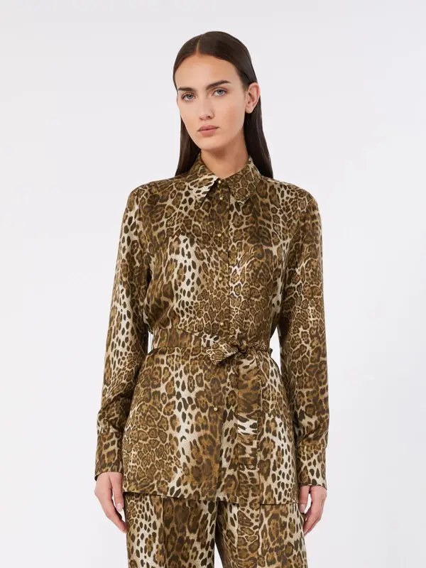 Max Mara Printed Silk Twill Shirt With Belt