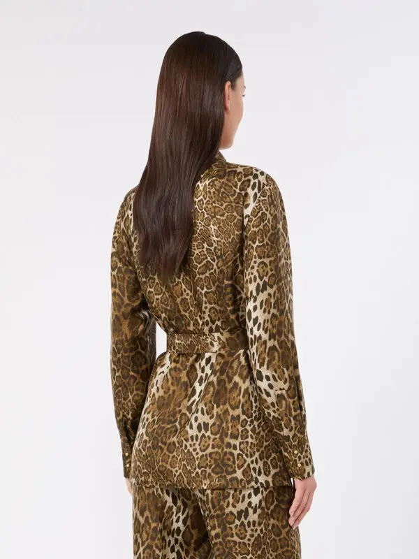 Max Mara Printed Silk Twill Shirt With Belt