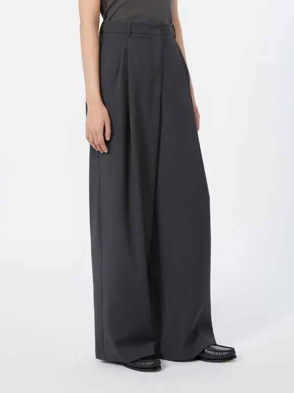 Max Mara Woolen Cloth Palazzo Trousers - Dark Grey
