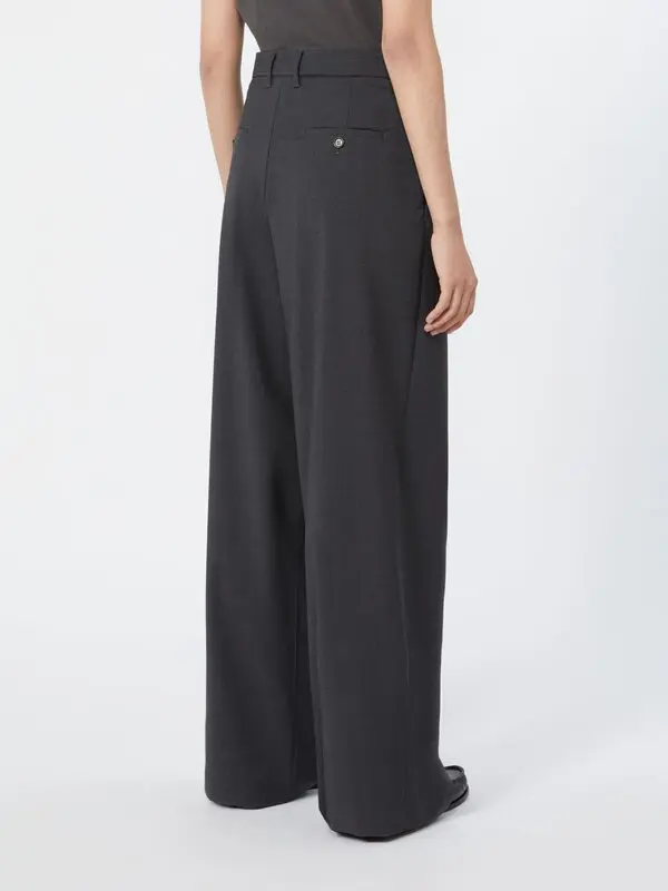 Max Mara Woolen Cloth Palazzo Trousers - Dark Grey