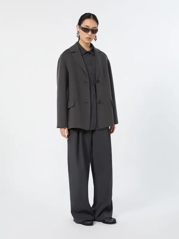 Max Mara Woolen Cloth Palazzo Trousers - Dark Grey