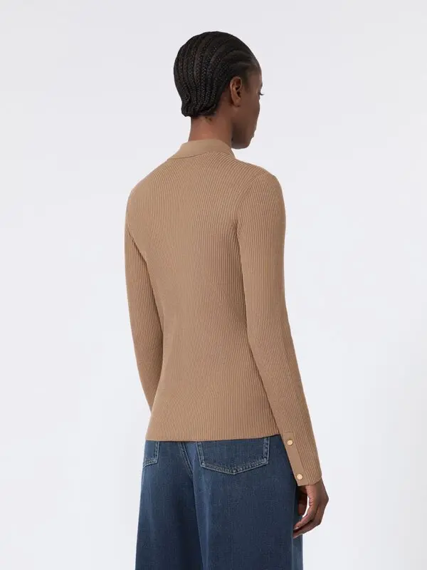 Max Mara Fitted Ribbed Knit Wool Cardigan