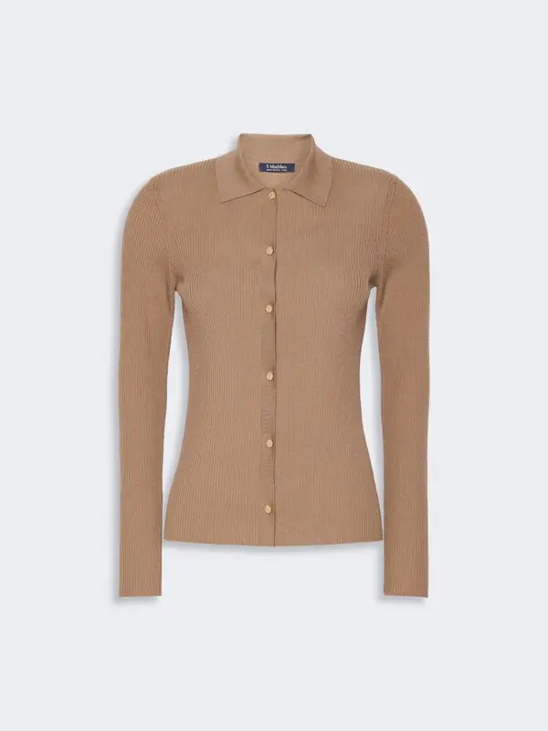 Max Mara Fitted Ribbed Knit Wool Cardigan