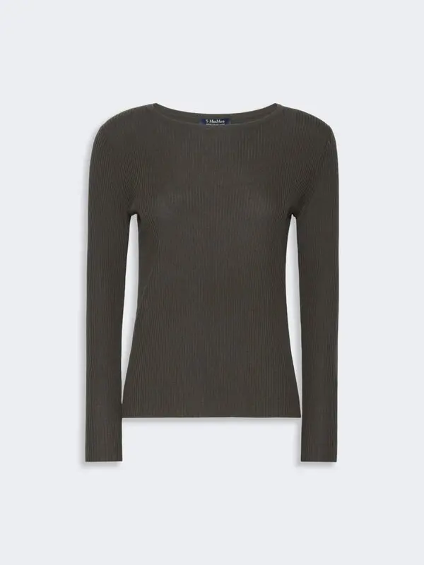 Max Mara Ribbed Wool Jumper With Metallic Jewel Buttons - Kaki