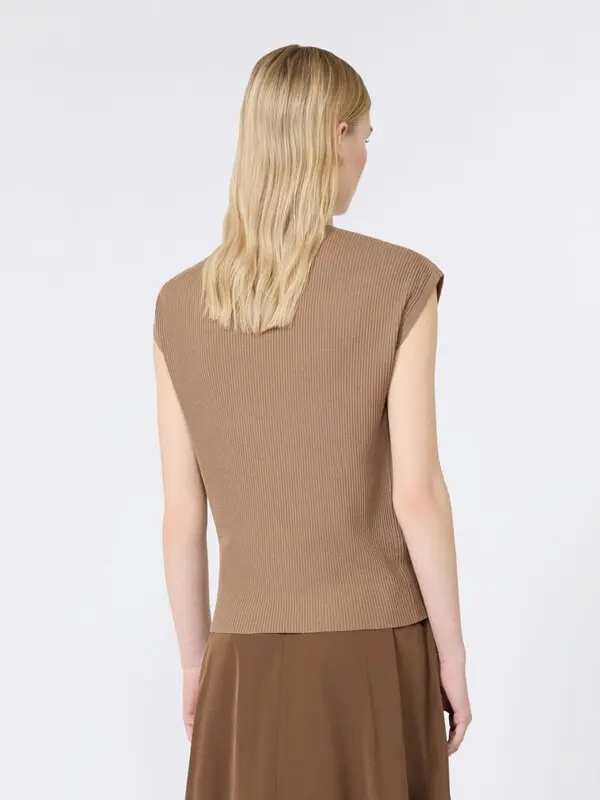 Max Mara Ribbed Wool Gilet With V-neck