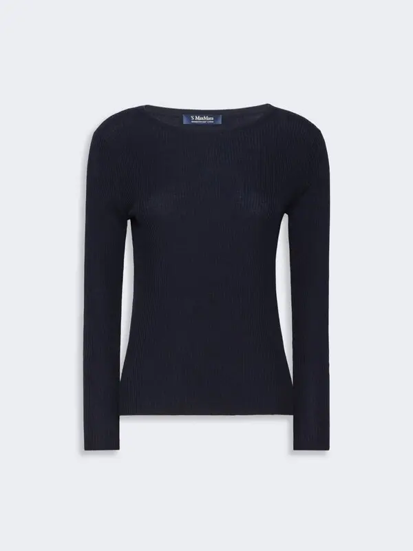 Max Mara Ribbed Wool Jumper With Metallic Jewel Buttons - Ultramarine