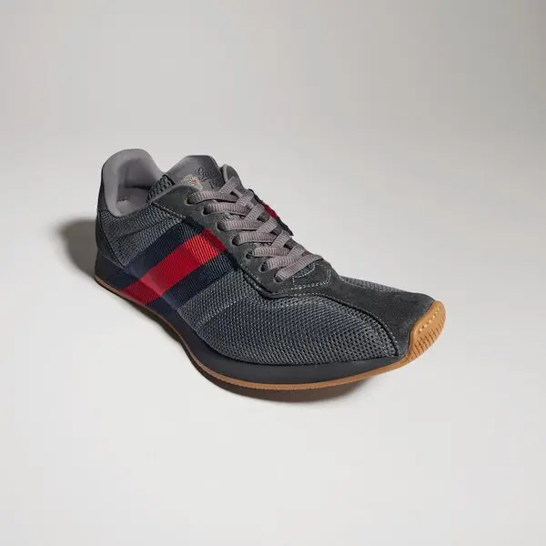Gucci Tempo Sneaker In Aged-effect Mesh And Suede