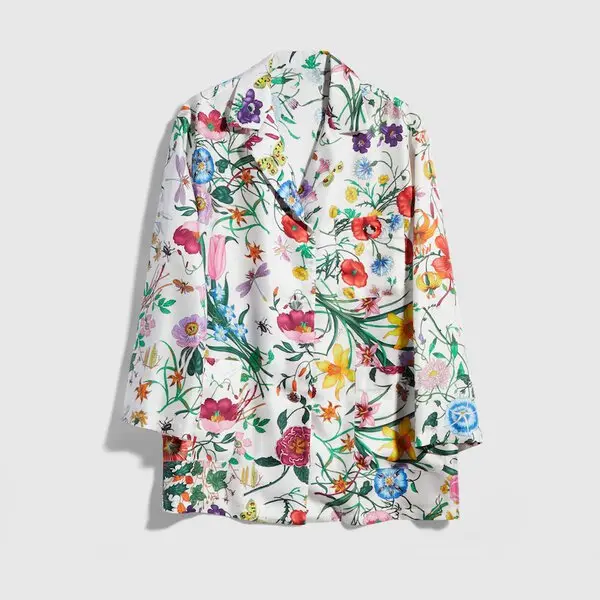 Gucci Printed Silk Twill Shirt - White