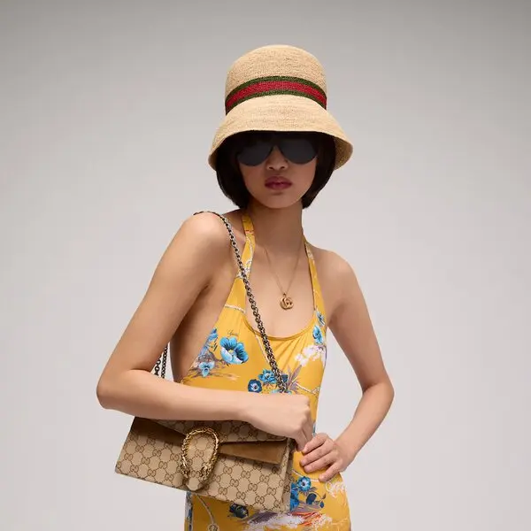 Gucci Woven Straw Hat With Web Detail