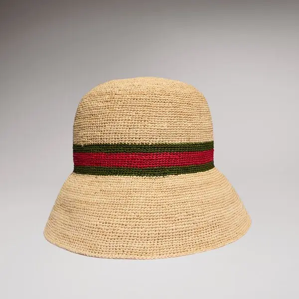 Gucci Woven Straw Hat With Web Detail