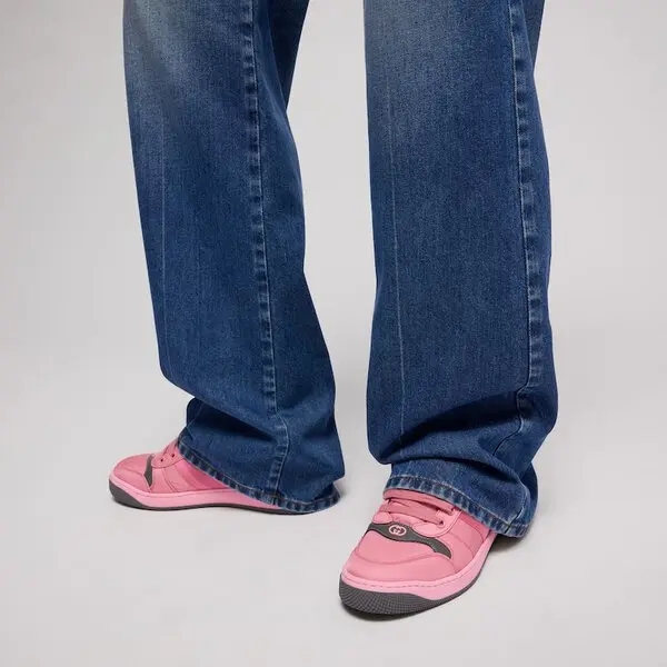 Gucci Screener Sneaker In Padded Nylon - Pink