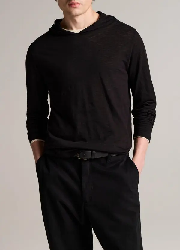 Vince Double-layer Slub Pima Cotton Hoodie - Black/smock White