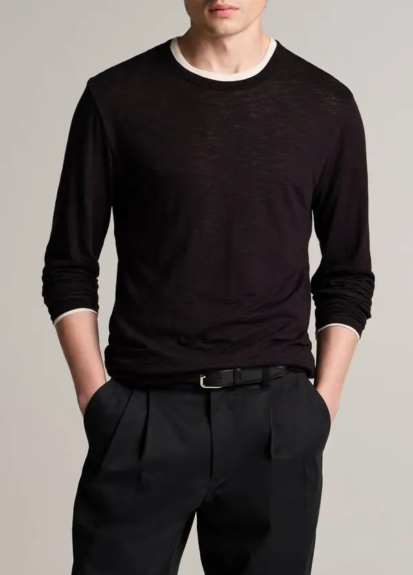 Vince Slub Pima Cotton Double-layer T-shirt - Black/smock White