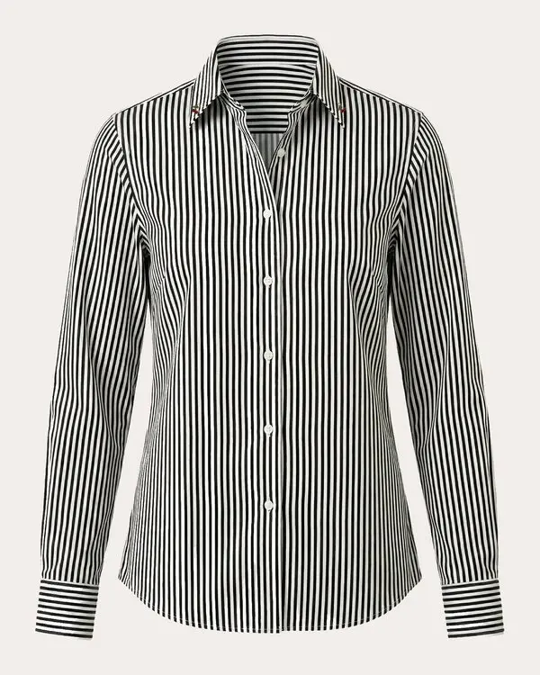 VERDELIMON Marion Striped Shirt With Cherry Charms - Black