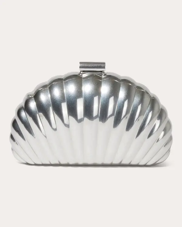 Simkhai Monet Shell Clutch With Chain Strap - Silver