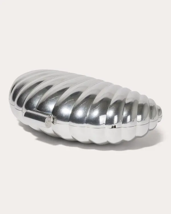 Simkhai Monet Shell Clutch With Chain Strap - Silver
