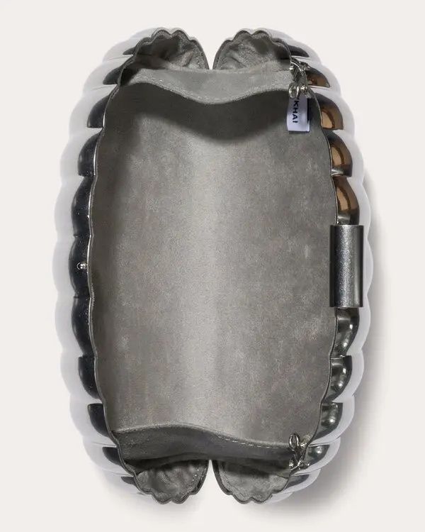 Simkhai Monet Shell Clutch With Chain Strap - Silver