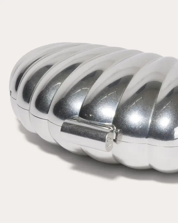 Simkhai Monet Shell Clutch With Chain Strap - Silver