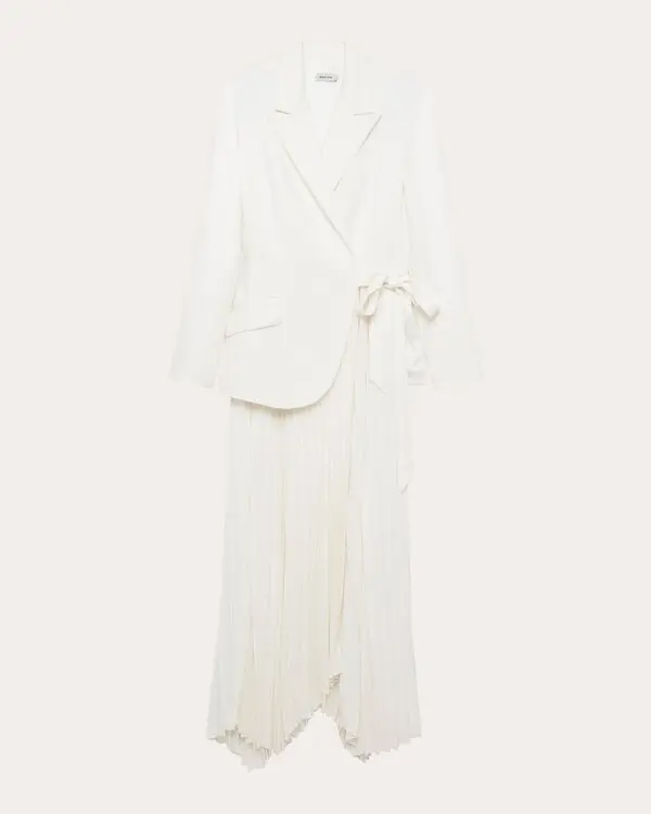 Simkhai Ambretta Pleated Crepe Combo Midi Dress