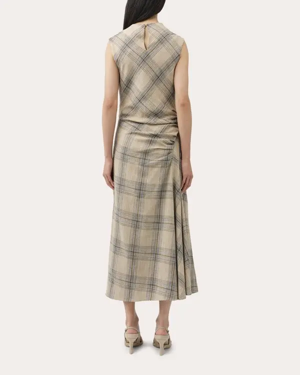 Simkhai Burke Plaid Draped Midi Dress - Multicolor