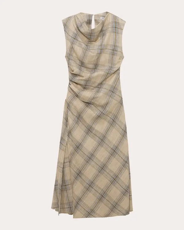 Simkhai Burke Plaid Draped Midi Dress - Multicolor