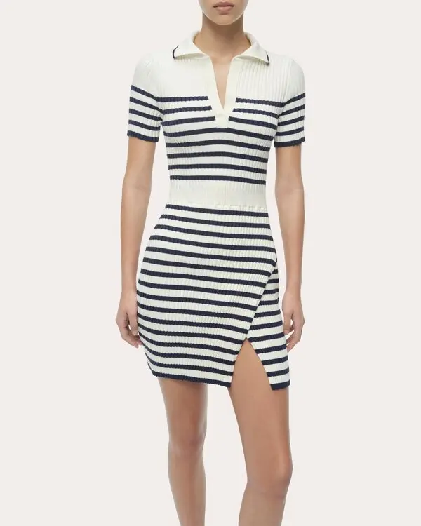 Simkhai Miranda Stripe Knit Polo Mini Dress