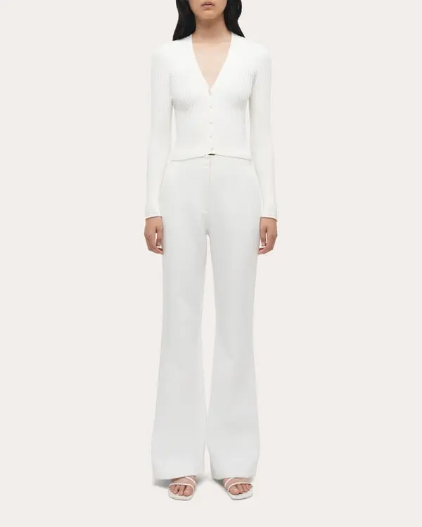 Simkhai Ailany Rib Knit Shrunken Cardigan - White