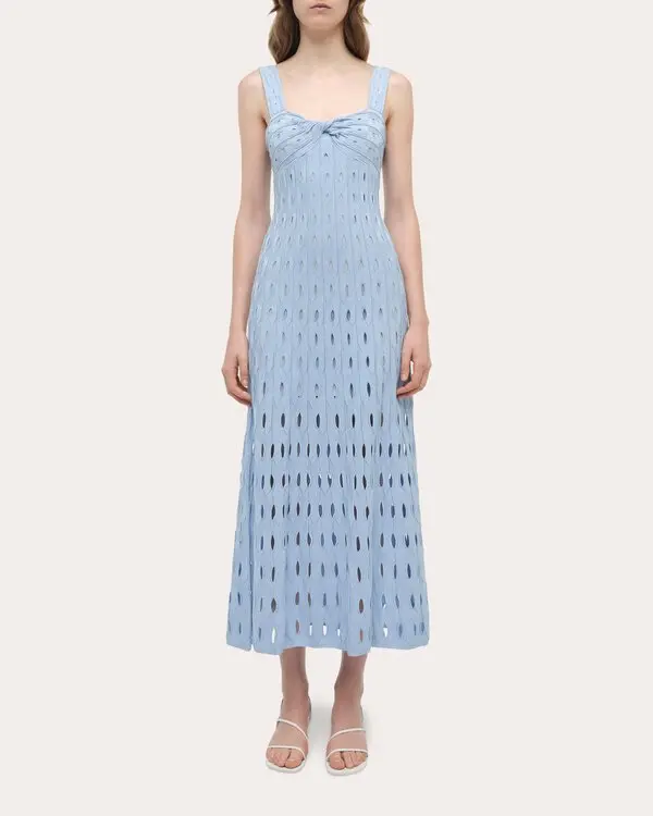 Simkhai Christina Eyelet Knit Midi Dress - Blue